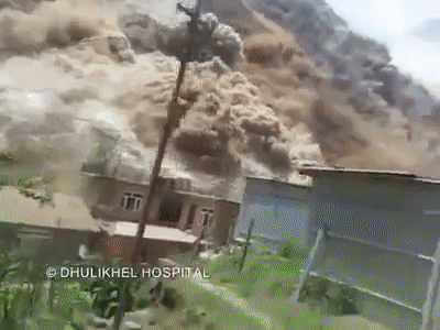 Massive landslide due to Earthquake in Nepal 2015 on Make a GIF