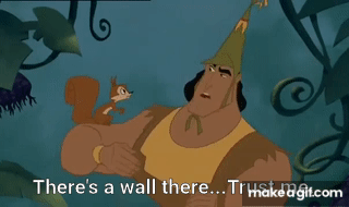 Kronk - there's a wall there trust me on Make a GIF