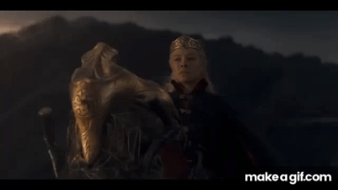 Rhaenyra Rides Syrax To Meet Otto Hightower on Make a GIF
