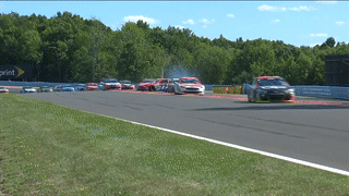 Big wreck causes heavy damage for multiple cars at The Glen on Make a GIF