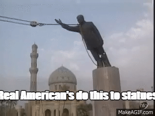 Saddam Hussein Statue Pulled Down To The Ground on Make a GIF