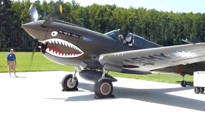 Flight Demonstration of P-40 Warhawk WWII Fighter Aircraft on Make a GIF