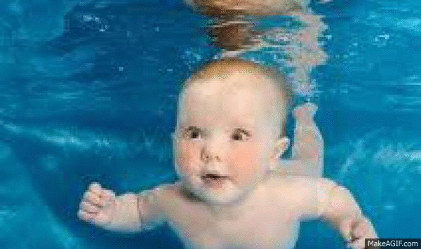 little cute baby swimming on Make a GIF