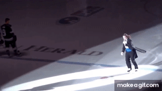 Singing The National Anthem Guy Falls on Ice FAIL on Make a GIF