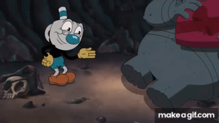 Cupheadshow mugman face on Make a GIF