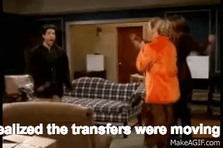 Ross' excited jump on Make a GIF