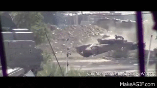 Syria Army Tank Shoots at Cameraman, Incoming Visible Shell on Make a GIF
