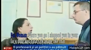 Woman slaps a police officer and gets happy slapped back, then starts ...
