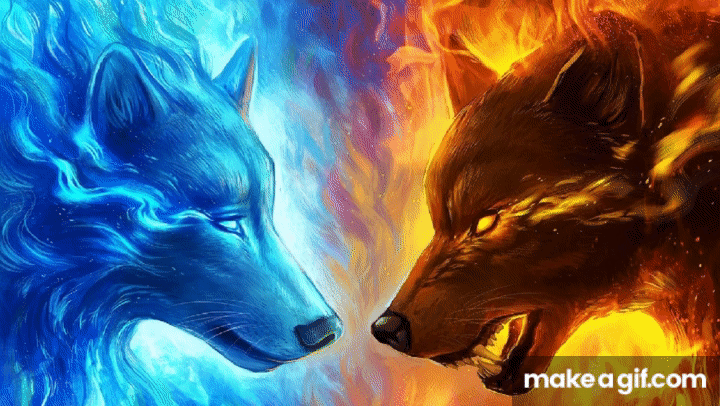 A Fire, Ice & Spirit wolf GIF on Make a GIF