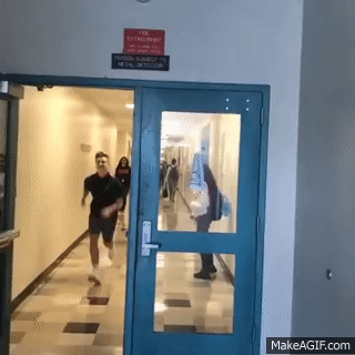 Boy hits head on door ways on Make a GIF