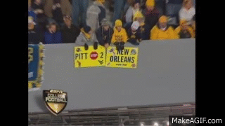 13 9 Pitt WVU 100th backyard brawl sign drop on Make a GIF