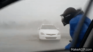 CRAZY REPORTER IN 120 mph WIND (HURRICANE IRMA) on Make a GIF