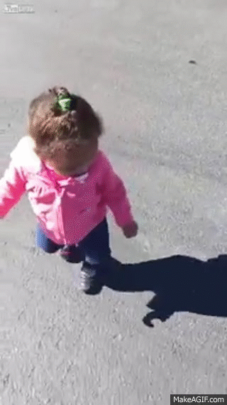 Little Girl Scared of Her Own Shadow on Make a GIF