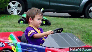 Kid driving in his sleep on Make a GIF