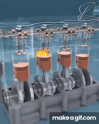 3D Animation Diesel Engine Working on Make a GIF