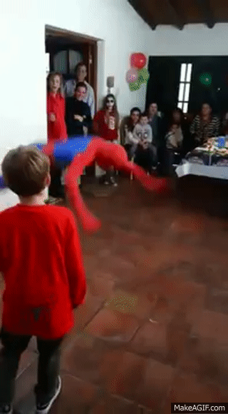 Spiderman back flip fail on Make a GIF