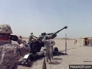 CPT Chris Jones shooting the 155 mm Howitzer (round #1) on Make a GIF