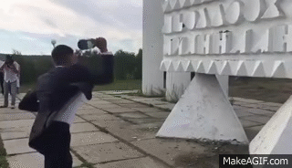 Guy throws a bottle of sparkling wine against a wall, bottle comes back ...