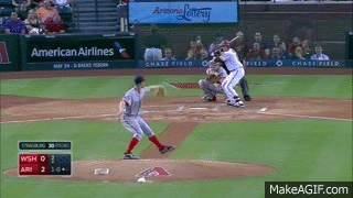WSH@ARI: Umpire exits after getting hit with foul tip on Make a GIF