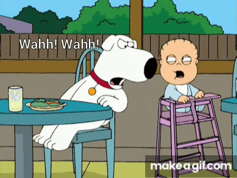 Family Guy Brian yells at baby on Make a GIF