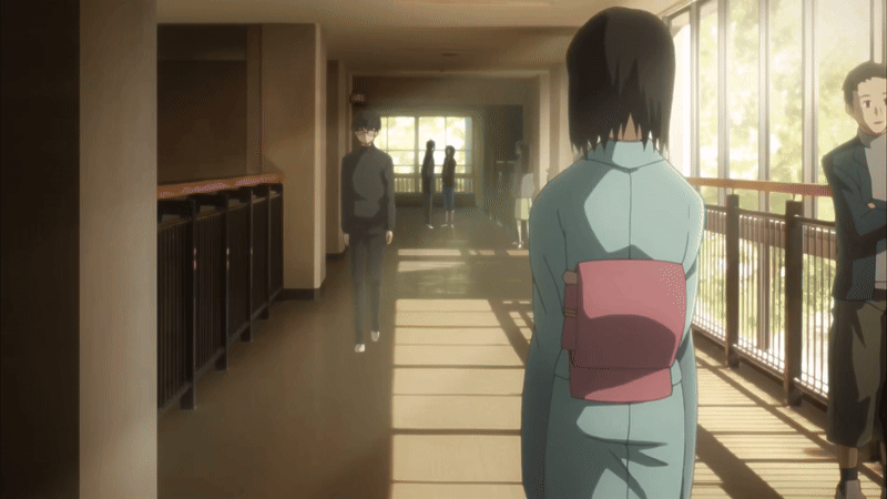 Shiki Ryougi passes Mikiya on Make a GIF